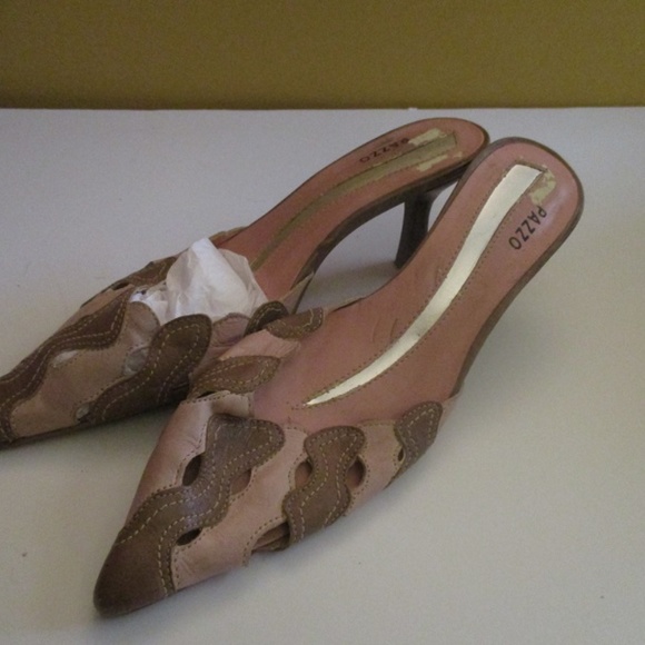 PAZZO | Shoes | Vintage Pazzo Pink Taupe Suede Pointed Toe Slides ...